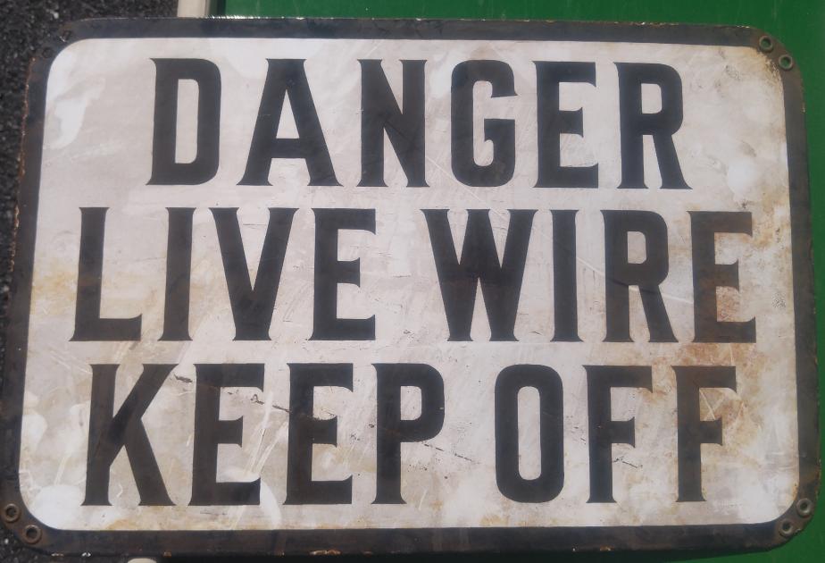 Danger Live Wire Keep Off Sign | The CRHS's Conrail Artifact Archive