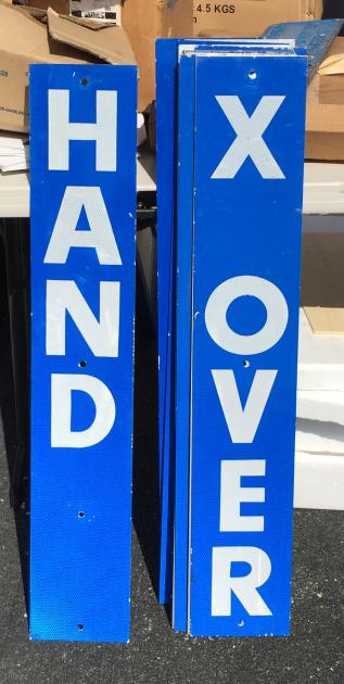 Hand X Over Block Sign (2 pieces) | The CRHS's Conrail Artifact Archive