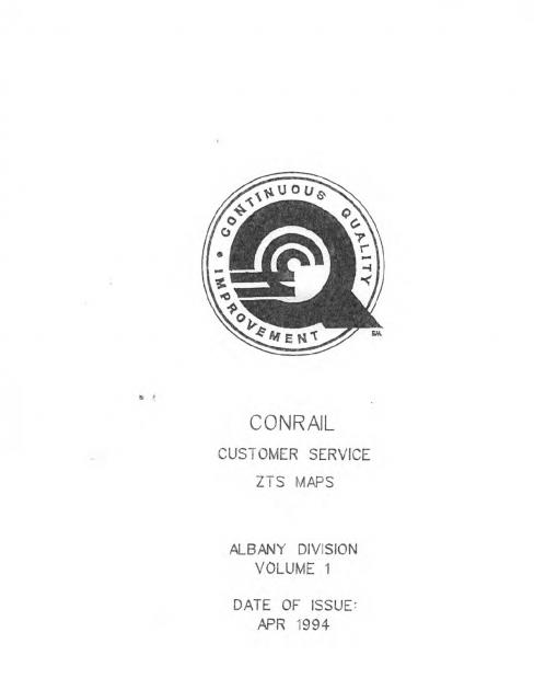 ZTS Maps: Albany Division, Vol. 1, April 1994 | The CRHS's Conrail ...