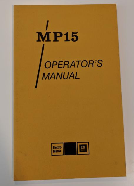 EMD MP15 Operators Manual | The CRHS's Conrail Artifact Archive
