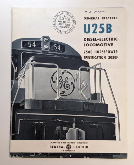 Locomotive Specifications Booklet: GE U25B Specification 3030F | The CRHS's Conrail Artifact Archive
