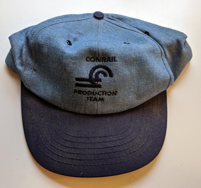 Blue Conrail production team hat | The CRHS's Conrail Artifact Archive